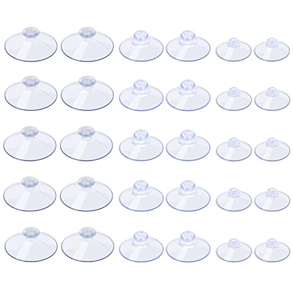 AQUANEAT 30 Packs Suction Cups Without Hooks 0.8/1.2/1.8 Inch Clear Sucker Pads for Glass Home Organization Decoration
