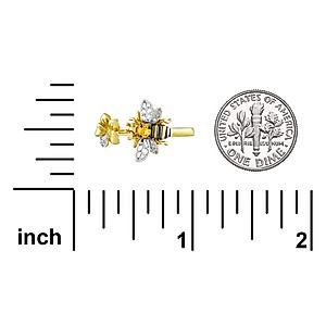 Lurie Jewelry Diamond Rings for Women - Rings for Her 0.022 Carat 14K Yellow Gold Ring with White Diamond and 0.059 Carat Citrine Gold Statement Rings for Women