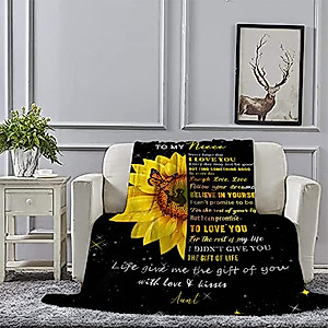 YOYICU Niece Blanket Gifts from Aunt SunflowerThrow Blanket for Birthday Gifts to Niece 60"x80"in…