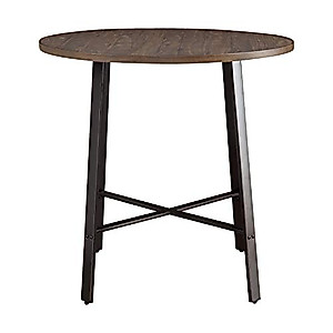 Lexicon Hyacinth Wood and Metal Round Counter Height Table, 36" Dia, Burnished Brown