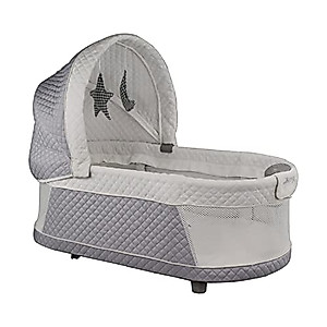 TruBliss Baby 2-in-1 Journey Convertible Infant Bassinet Crib Sleeper with Nightlight, Vibrations, Lullabies, and Nature Noises, Soft Grey
