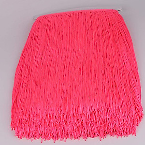 Heartwish268 Fringe Trim Lace Polyerter Fibre Tassel 12inch（″） Wide 10 Yards Long for Clothes Accessories and Latin Wedding Dress and DIY Lamp Shade Decoration Black Fluorescent Peach