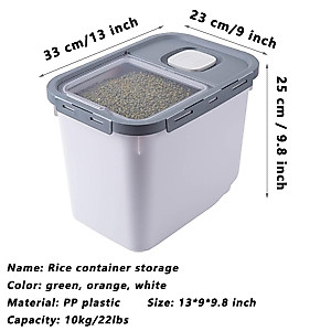 20 lbs Rice Container Storage,Daily Household airtight Rice Container, with Easy Seal Lid & Measuring Cup,Dog Food Storage Container,for Kitchen Soybean Corn,13inch