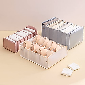 CANFOD 3-Piece Set Wardrobe Clothes Organizer for Drawers, Underwear Drawer Organizer, Closet Organizers and Storage for Folded Clothes (Sock & Underwear set (7S*2+7M*1), Morandi Pink)