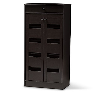 Baxton Studio Acadia Modern and Contemporary Wenge Brown Finished Shoe Cabinet