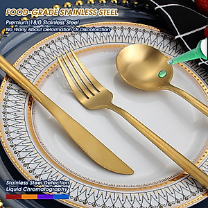 Matte Gold Silverware Set,BEGEEL 20-Piece Stainless Steel Flatware Set for 4, Satin Finish Tableware Cutlery Set,Premium Utensil Set,Utensil Sets for Kitchen Home and Restaurant,Dishwasher Safe