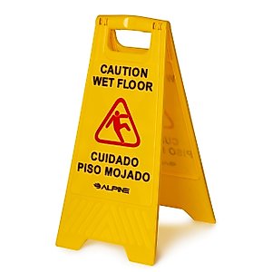 Alpine 24 Inch Caution Wet Floor Sign, High Visibility Yellow Caution Slippery When Wet Sign - Bilingual Safety Warning Sign to Easily Avoid Slippery Accidents in Businesses & High Traffic Areas
