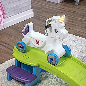 Step2 Unicorn Up and Down Roller Coaster for Kids – Ride On Toy for Indoor/Outdoor Use – Secure Ride, Skill Building Toddler Toy, Assembled Dimensions: 12.75” H x 110” W x 27” D