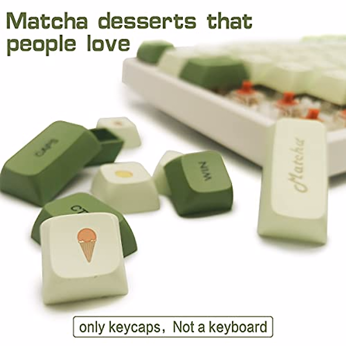 Matcha keycaps PBT 124 Keys XDA Profile Dye Sublimation ANSI Layout Set Japanese keycaps for Gateron Kailh Cherry MX Switches Mechanical Gaming Keyboards