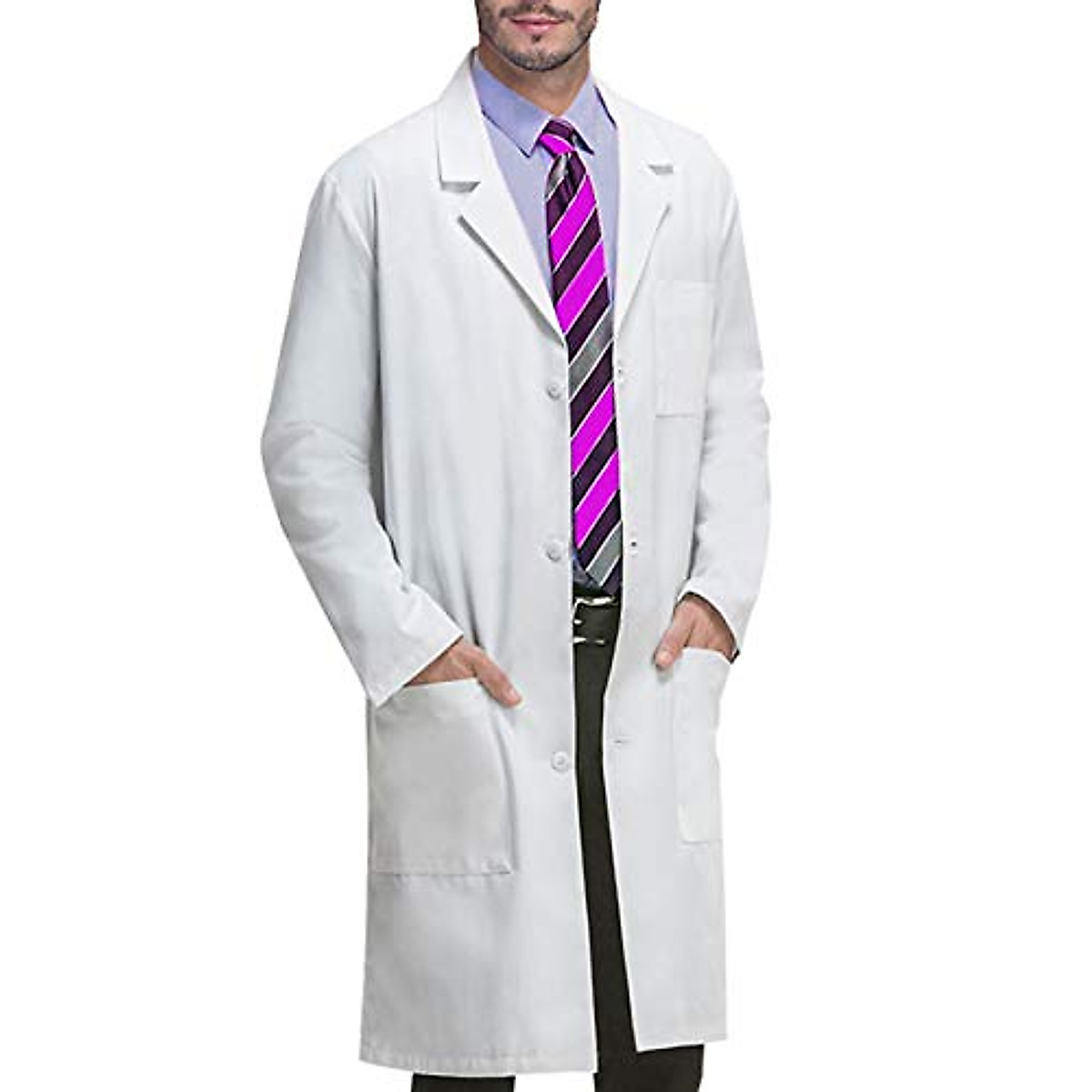 VOGRYE Professional Lab Coat for Men Women Long Sleeve, White, Unisex XXS