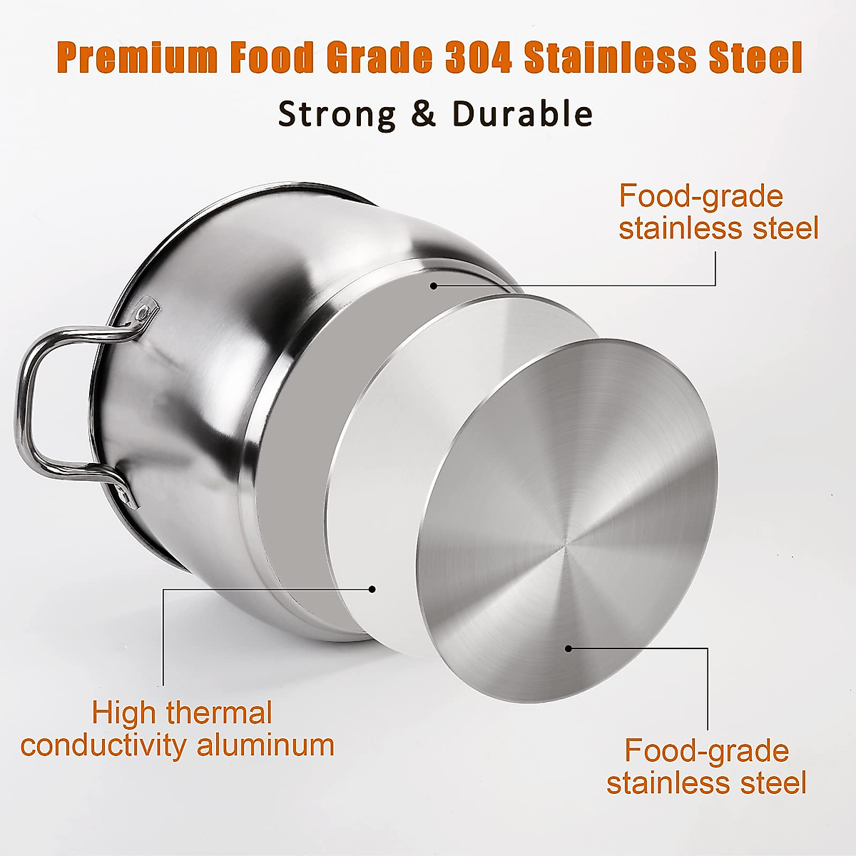 DricRoda Soup Pot 8 Quart Pot Stainless Steel Pasta Pot, Nonstick Stock Pot Cooking Pot with Lid and Handles, Large Pot Big Pot for Cooking Glass Lid Stockpot for Home Restaurant Party Dishwasher Safe