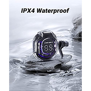 ACEFAST Wireless Earphones Bluetooth 5.3 Headphones LED Power Display Mini Crystal in-Ear Earbuds with Wireless Charging Case Touch Control Built-in Mic Headphone for Sports Waterproof Earphone