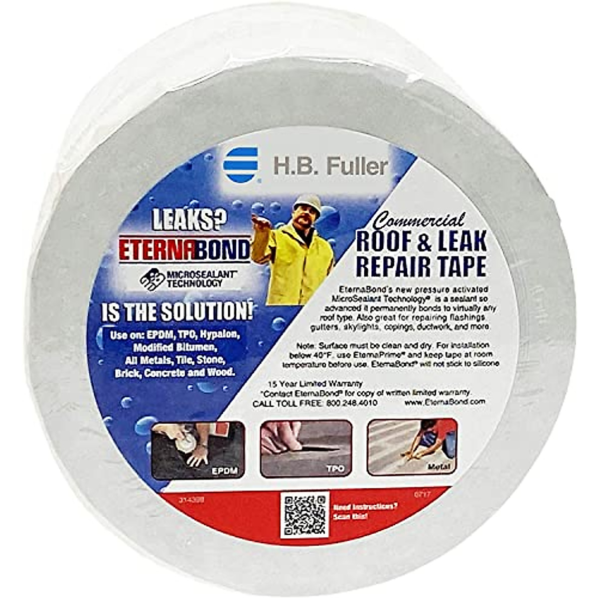 EternaBond RoofSeal White 6" x50' MicroSealant UV Stable RV Roof Seal Repair Tape | 35 mil Total Thickness - EB-RW060-50R - One-Step Durable, Waterproof and Airtight Sealant