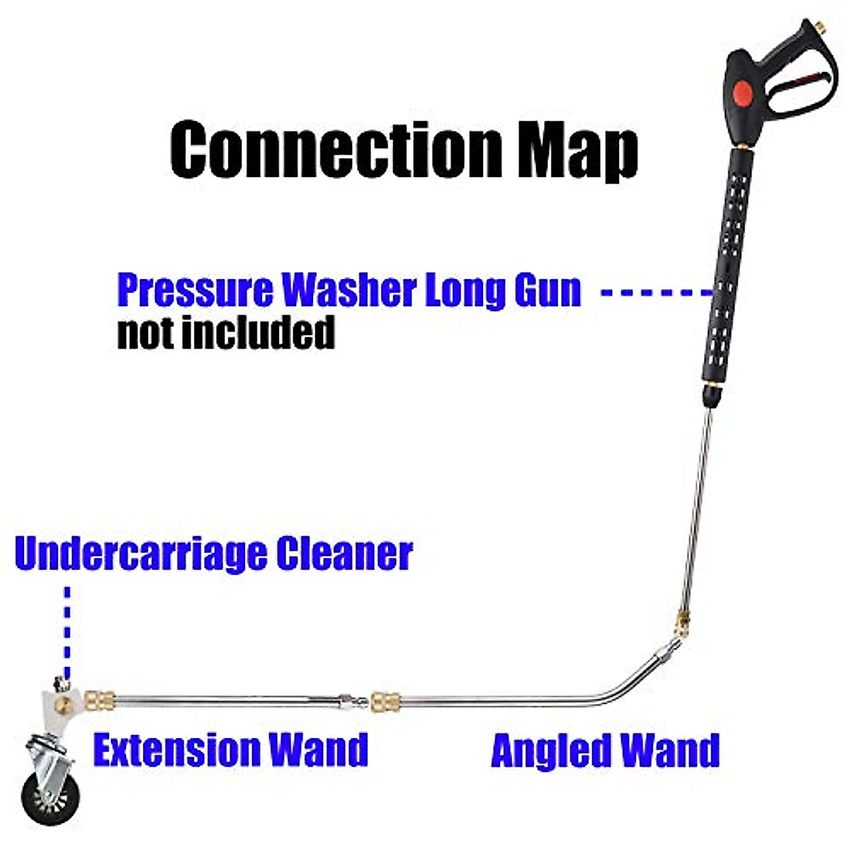 M MINGLE Pressure Washer Undercarriage Cleaner, Under Car Wash, with 45 Degree Angled Wand