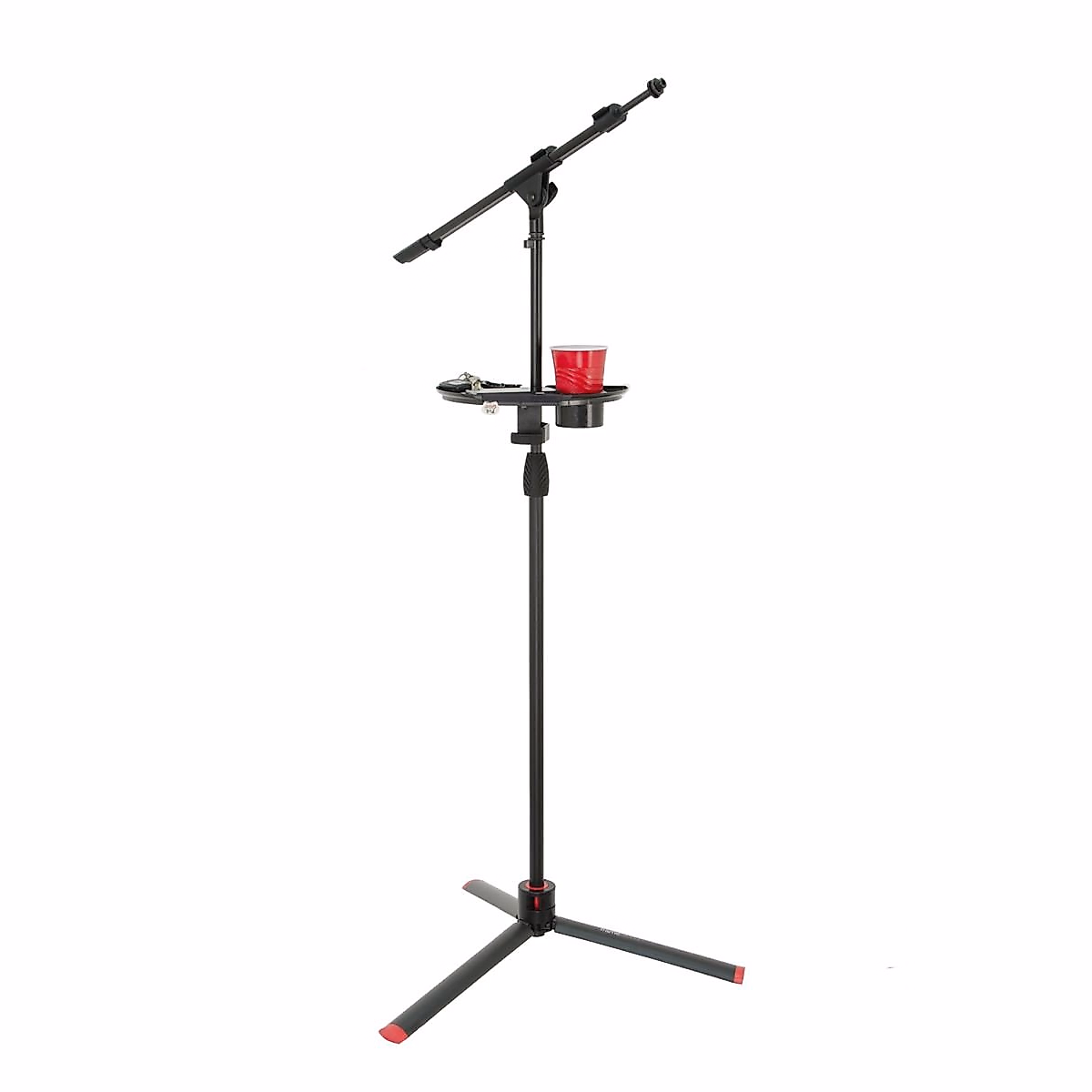 Gator Frameworks Microphone Stand Accessory Tray with Drink Holder and Guitar Pick Tab; 12" x 7" (GFW-MIC-ACCTRAY)