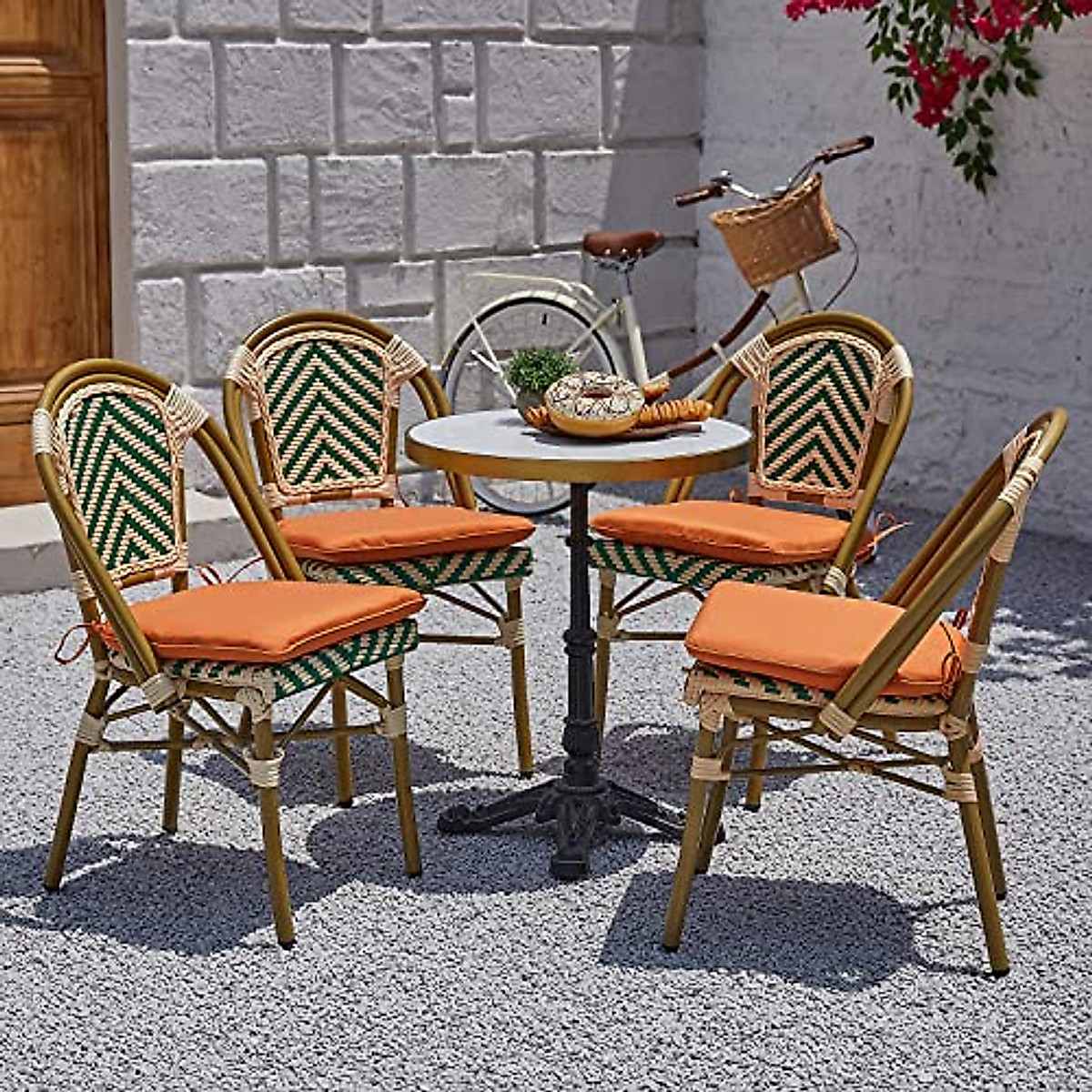 JMGBird Outdoor Chair Cushions Set of 2, Patio Cushions D16xW17 Inch with Ties, Outdoor Chair Pad for Patio Furniture