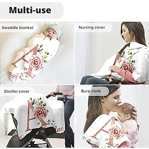 Honestchi Floral Personalized Baby Blankets for Girls - Custom Baby Girl Blanket - Customized Baby Gifts with Name - Soft, Lightweight & Giftable