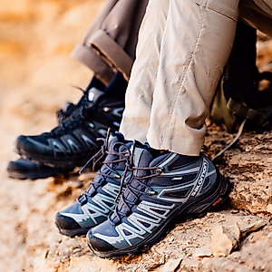 Salomon Women's X ULTRA PIONEER MID CLIMASALOMON™ WATERPROOF Hiking Boots for Women, Ebony / Stormy Weather / Wine Tasting, 6.5