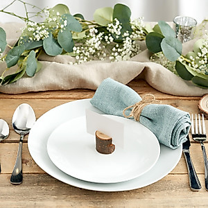 THE TWIDDLERS 50 Rustic Wood Place Card Holders with 50 White Table Name Cards 3.5 x 2 - Reserved Seating for Wedding, Party Buffet, Banquet, Dinner, Food Labels