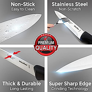 Mueller 6-inch High Carbon Stainless Steel Deba Knife, Double Bevel Blade with Comfort Handle
