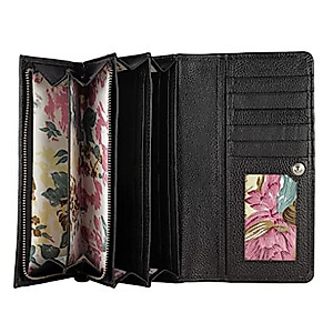 Mou Meraki Women RFID Blocking Genuine Leather Bifold Wallet-Clutch For Women-Shield Against Identity Theft (PEBBLES BLACK)