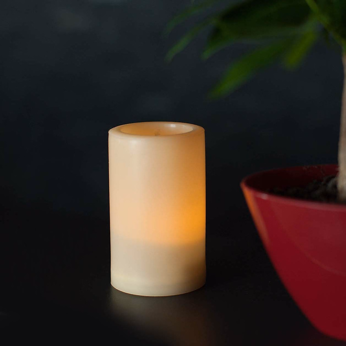 2 Pack Flameless LED Pillar Candles Waterproof Outdoor Battery Operated 6-Hours Timed Flickering Electric Fake Candle Set Bulk for Home Garden Wedding Party Christmas Decoration 3x5 inches