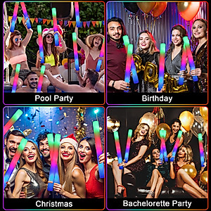 HONLYNE100 PCS Foam Glow Sticks, Bulk Glow Sticks with 3 Modes Colorful Flashing, LED Light Sticks, Glow in Dark Party Supplies for Wedding, Raves, Birthday, Christmas, New Year