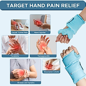 Comfytemp Wrist Ice Pack Wrap for Carpal Tunnel Relief, 2 Gel Packs, FSA HSA Eligible, Hot Cold Compression Brace for Hand Injuries Reusable, Achilles Tendonitis, Tenosynovitis, Men Women Surgery Gift