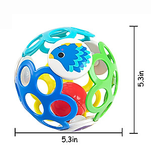 Auspint 6-12 Months Infant Easy Grip Rattle Ball Toys, Sensory Balls for Newborns to Practice Hand Grip Skills