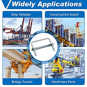 Hotop 8 Set Square U Bolts Carbon Steel with Nuts, Frame Plate, Round Washers for Sailboat Trailers, Tube, Industrial Supplies (82 x 75 mm)
