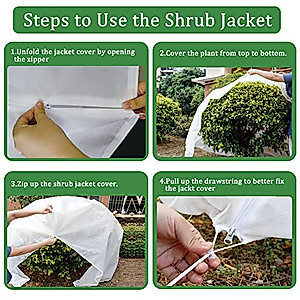 REMIAWY Plant Covers Freeze Protection Frost Blanket for Plants Tree Blanket Cover Shrub Covers Jacket with Zipper Drawstring, Frost Cover for Animal Protection (85”X75” Shrub Jacket 2 oz/sq yd)