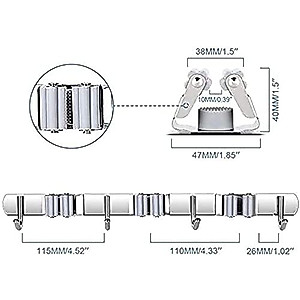 Broom Mop Holder, Wall Mounted Heavy Duty Stainless Steel Storage Rack Organization Tools, Kitchen Garden Garage Or Bathroom Organization and Storage (3 Clip 4 Hook)