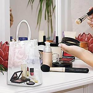 inheming 10 PCS Clear Gift Tote Bags for Party Favor, 5.9 x 2.8 x 7.9 inch Transparent Gift Wrap Bag with Handles, Reusable Shopping Retail Business Boutique Birthday Wedding Party Favor Bags