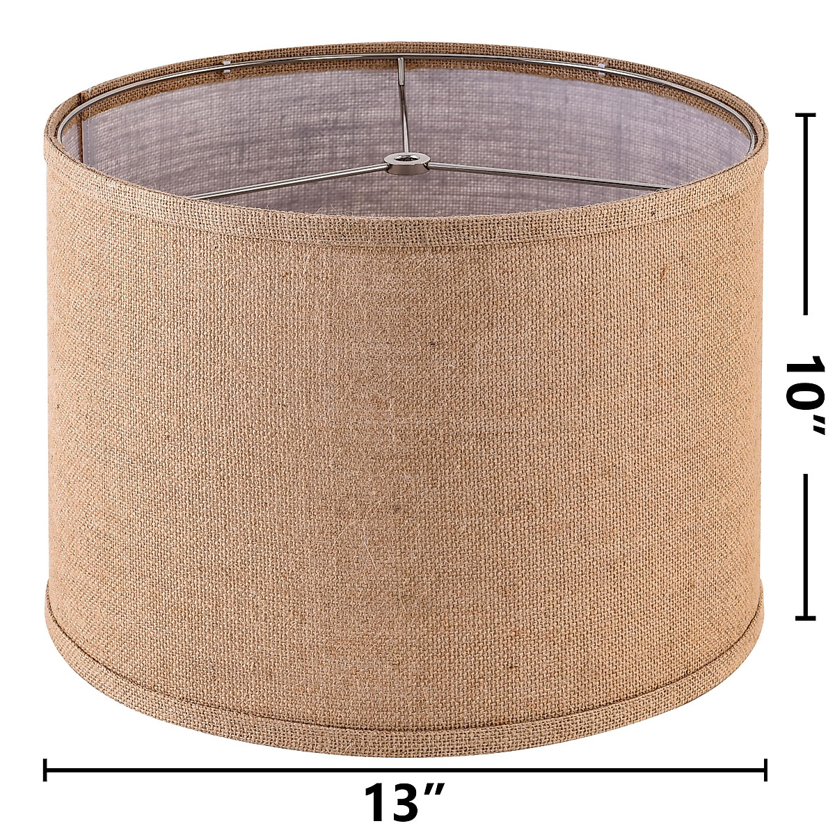 PAPAYA Lampshade Set of 2 Drum Fabric Shades for Table and Floor Lamps, 13" Top x 13" Bottom x 10" High Brown Spider Lamp Shade,Natural Burlap Linen Handmade