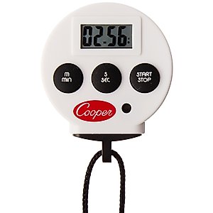 Cooper-Atkins TS100-0-8 3-Function 99 Minute Digital Timer with Lanyard, 99 Hours 59 Minutes Unit Range, White