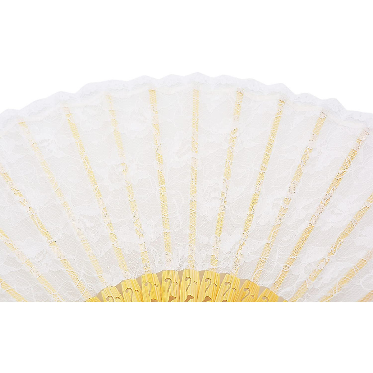 Womens Multi Color Handmade Cotton Lace Folding Hand Fan (Black-A) (White)