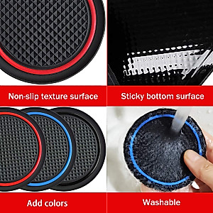 Auovo 2 Pcs Cup Holder Inserts Replacement for Frontier 2005-2019 Xterra 05-15 Pathfinder 05-12 Replace 96975-EA000 96975-ZS00A(with 3 Pairs of TPE Coasters in red Blue All Black)