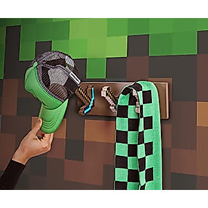 Ukonic Minecraft Diamond Tool Wall Coat Hooks Storage Rack Organizer | Freestanding Hat and Coat Rack Wall Mount, Home Decor Room Essentials | Video Game Gifts and Collectibles