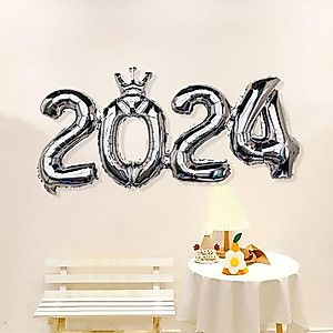 Myhiju 3Pcs 2024 Balloons,2024 Silver Balloons Party Balloons 2024 Number Gold Balloon Mylar Balloons 2024 Rose Gold Foil Balloons Helium Balloon for Class of 2024 Decorations New Years Decorations