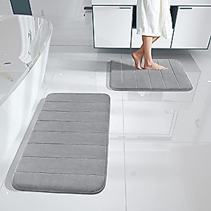 Yimobra Memory Foam Bath Mat Set, Waffle Weave Shower Curtain Set with Snap-in Fabric Liner, 72"x 72", 2 Item Bundle