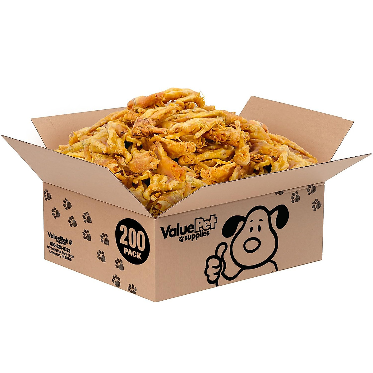 ValueBull Chicken Feet for Dogs, 200 Count Bulk Pack - All Natural Dog Chew, Rawhide Alternative, Hip and Joint Chew, Single Ingredient Dog Treat