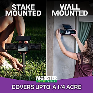 Monster Solar Bug Zapper Outdoor Waterproof, 2 in 1 Solar Powered Bug Zapper and Flood Light, Mosquito Zapper Outdoor for Fly, Bug, Mosquito and More, Motion Activated As Seen on Tv