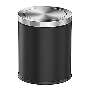 4 Gallon Black Stainless Steel Bathroom Trash can Garbage can Wastebasket Bin with Lids for Kitchen Bedroom Living Room Office(Black)