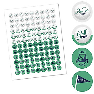 Big Dot of Happiness Par-Tee Time - Golf - Birthday or Retirement Party Round Candy Sticker Favors - Labels Fit Chocolate Candy (1 Sheet of 108)