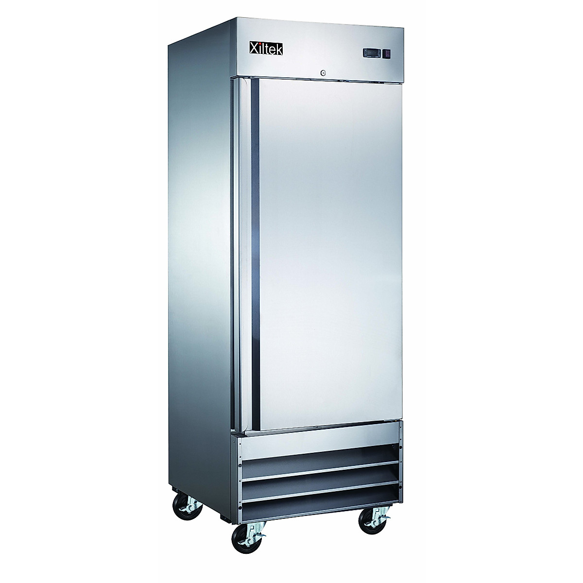 Xiltek 29" Commercial Freezer with Single Stainless Solid Door, 23 cu.ft Stainless Steel Reach-in Freezer for Restaurant, Bar, Shop, Food