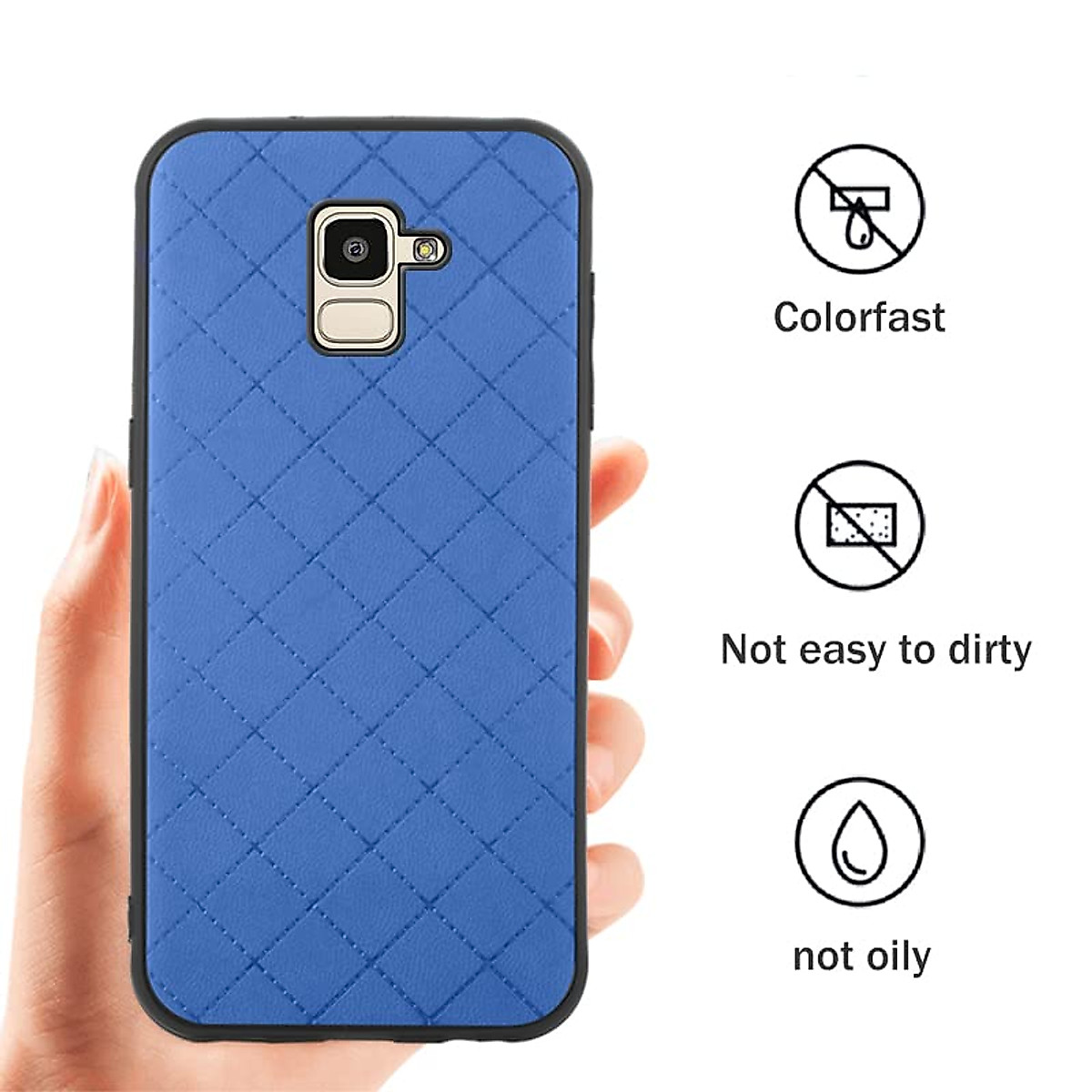 ELISORLI Compatible with Samsung Galaxy J6 2018 Case Rugged Thin Slim Soft Cell Accessories Protection Anti-Slip Fit Rubber TPU Mobile Phone Cover for Gaxaly On6 SM J600 J600G J600F Women Men Blue