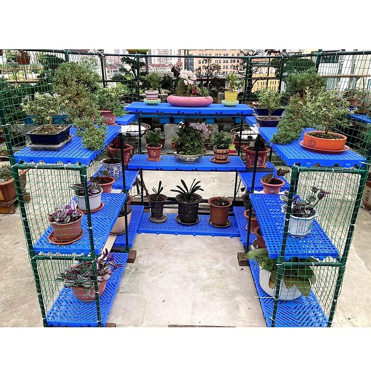 ezkxoprs Warehouse Pallet, Lightweight Plastic Pallet, Moisture-Proof Floor Mat for Basement Storage Rooms, 2200 Lb/m² Capacity (Color : Blue, Size : 100x60x5cm)