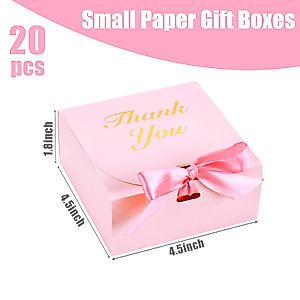 VGOODALL 20PCS Small Paper Gift Boxes, Thank You Gift Box Party Favor Box with Bow Ribbon Mini Candy Treat Box for Birthday Wedding Party Holiday Pink