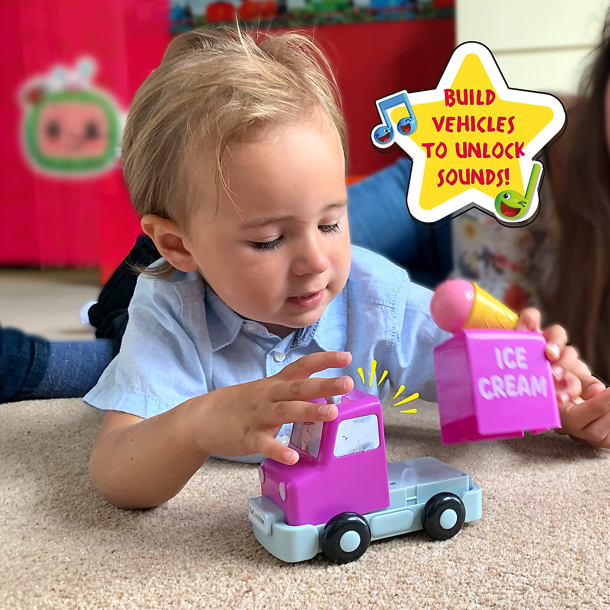 WOW! PODS CoComelon Toys Build & Reveal Musical Vehicles | School Bus Fire Engine and Ice Cream Van | Sounds and Songs with Mystery Surprise Reveal | for Toddlers, Girls and Boys | Ages 2 +