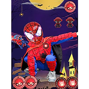 Super Hero Toys and LED Masks, Children's Superhero Clothing, Web-Shooters and Superhero Spider Badge, Suitable for Birthday Gifts, Role -Playing, Christmas